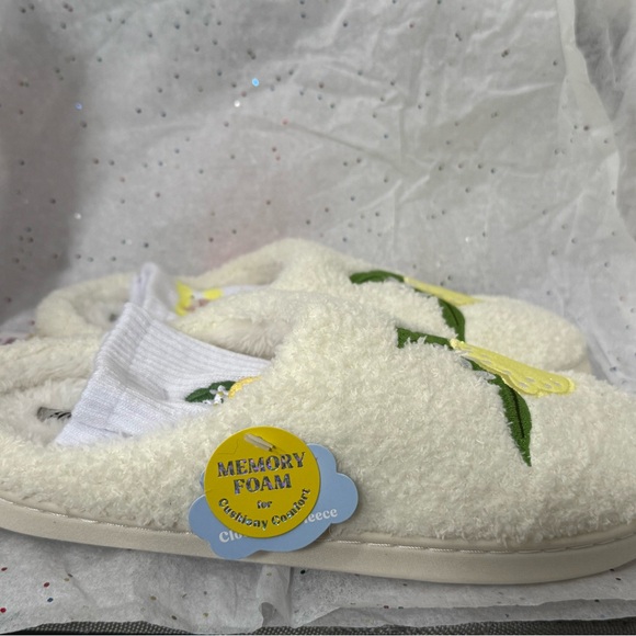 Shoes | Moon Cake Memory Foam Lemon Sparkle Slipper And Sock Set | Poshmark
